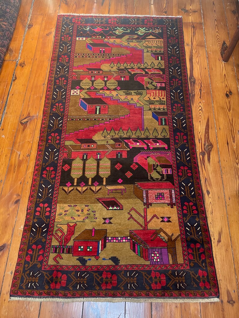 Vintage Baluchi Soviet Era Afghan Pictorial War Rug - Etsy