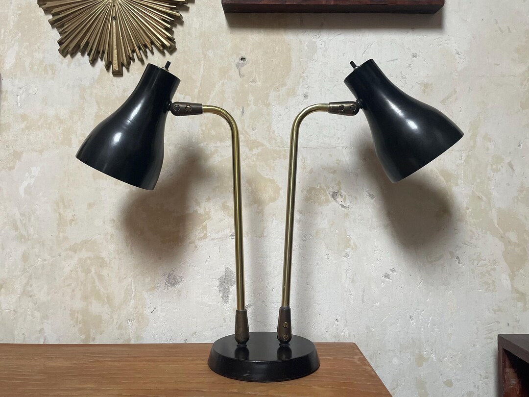 Mid Century Modern Gerald Thurston Style Double Headed Table Lamp - Etsy