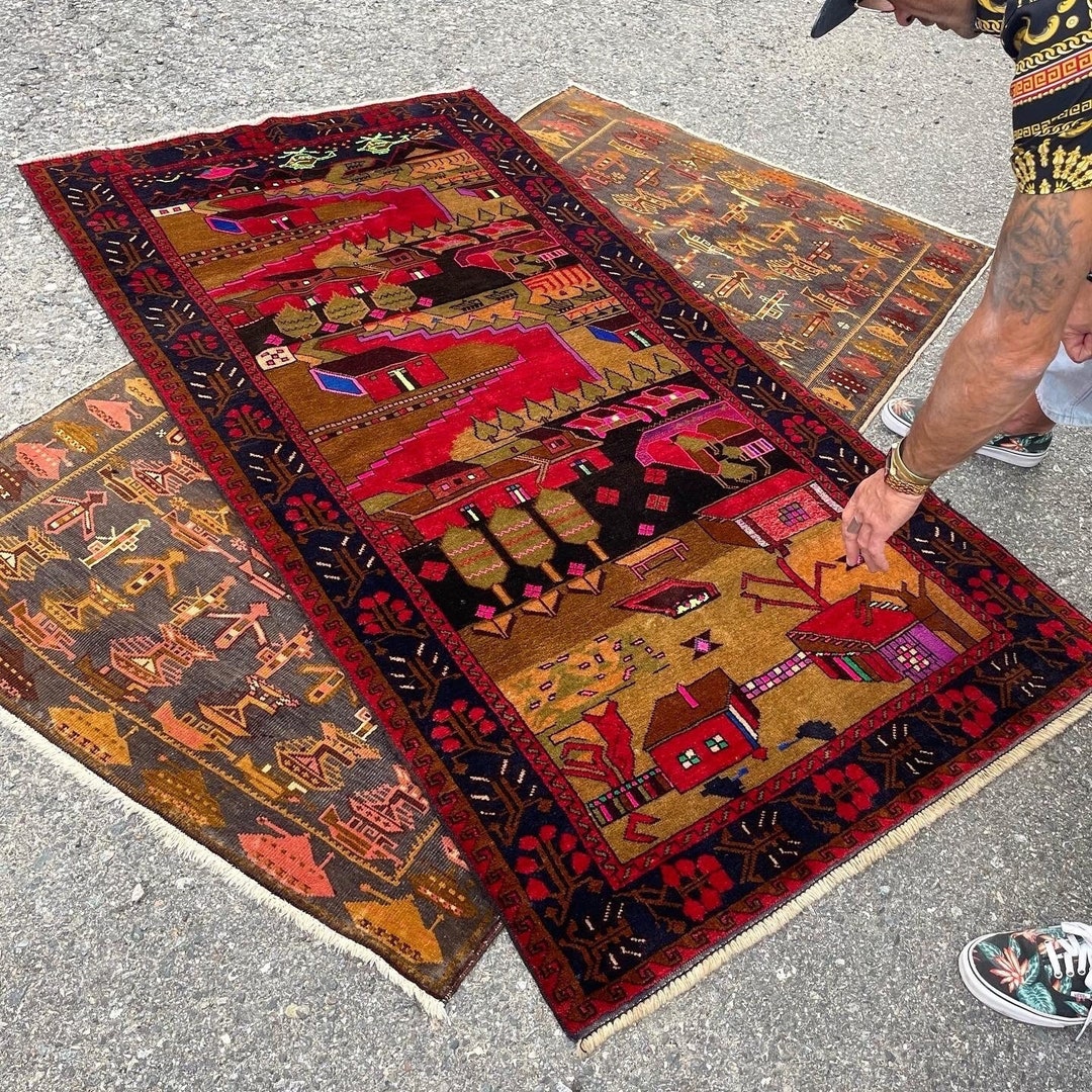 Vintage Baluchi Soviet Era Afghan Pictorial War Rug - Etsy