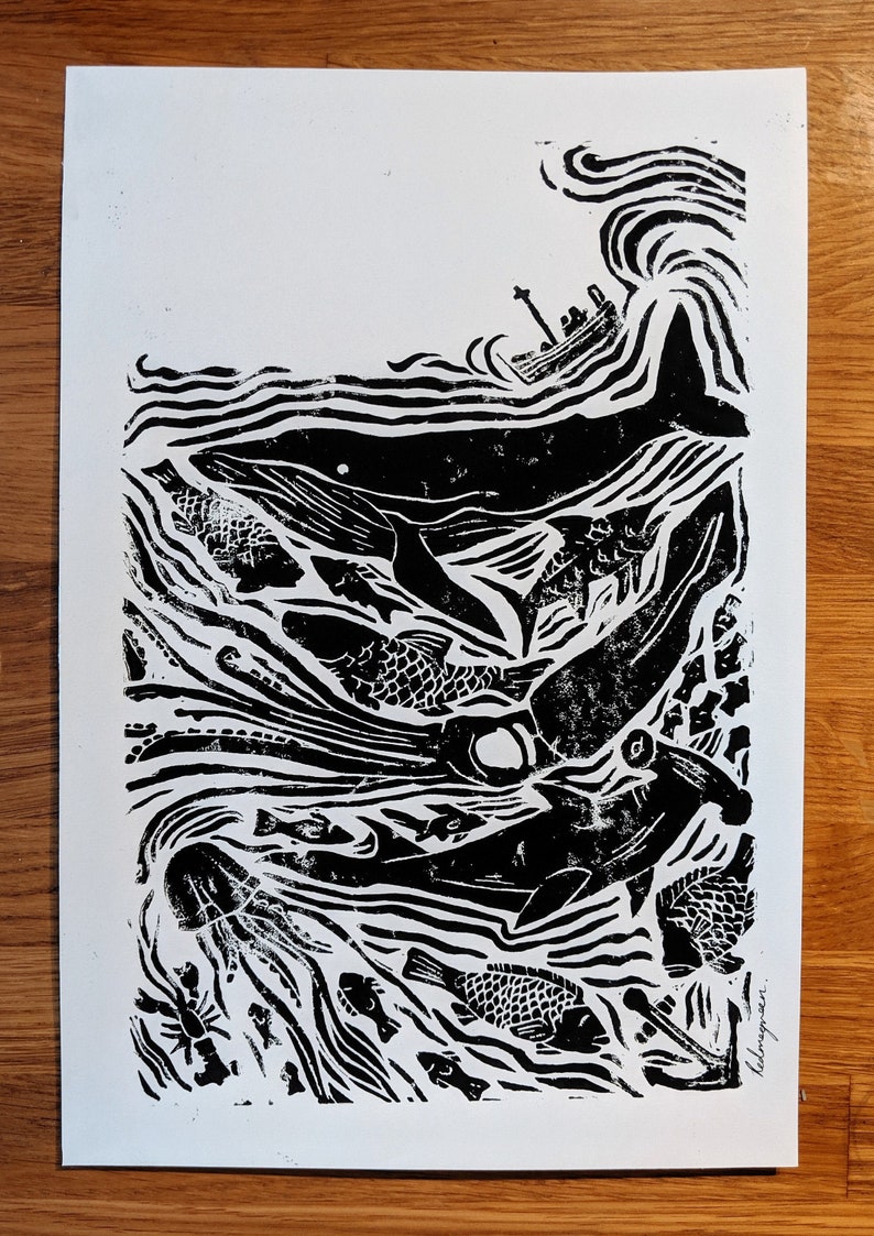 Sea Creatures Lino Print | Etsy