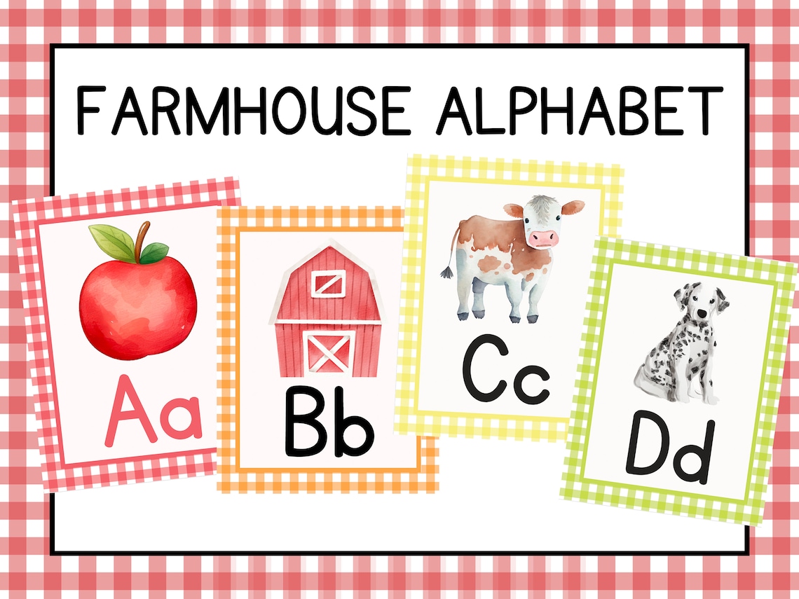 Farmhouse Alphabet Posters, Vintage, Classroom Decor, Back to School ...