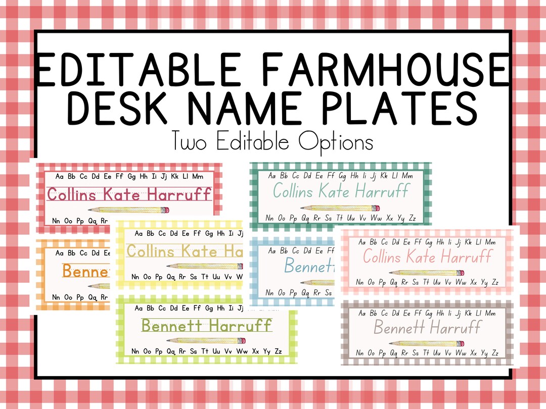 EDITABLE Farmhouse School Desk Name Plates, Back to School, Student ...