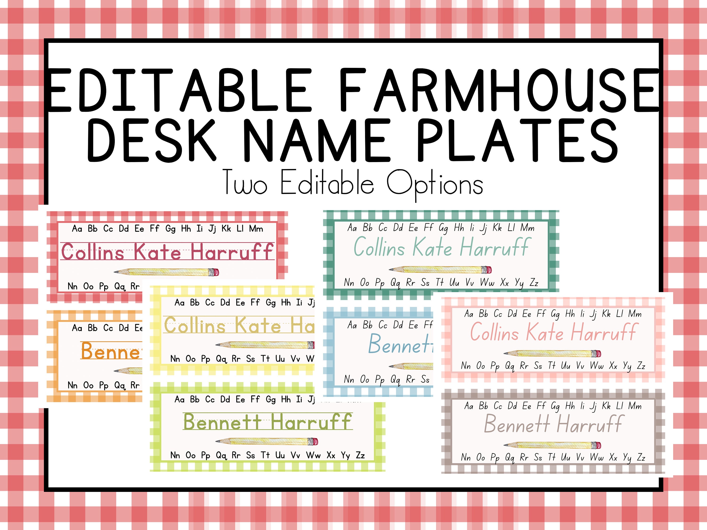 EDITABLE Farmhouse School Desk Name Plates, Back to School, Student ...