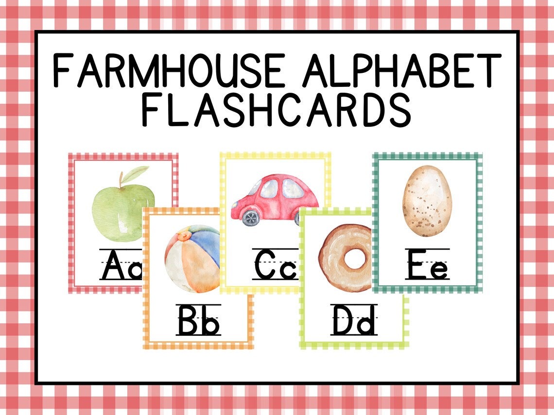 Farmhouse Alphabet Flashcards, Back to School, Primary School, Alphabet ...