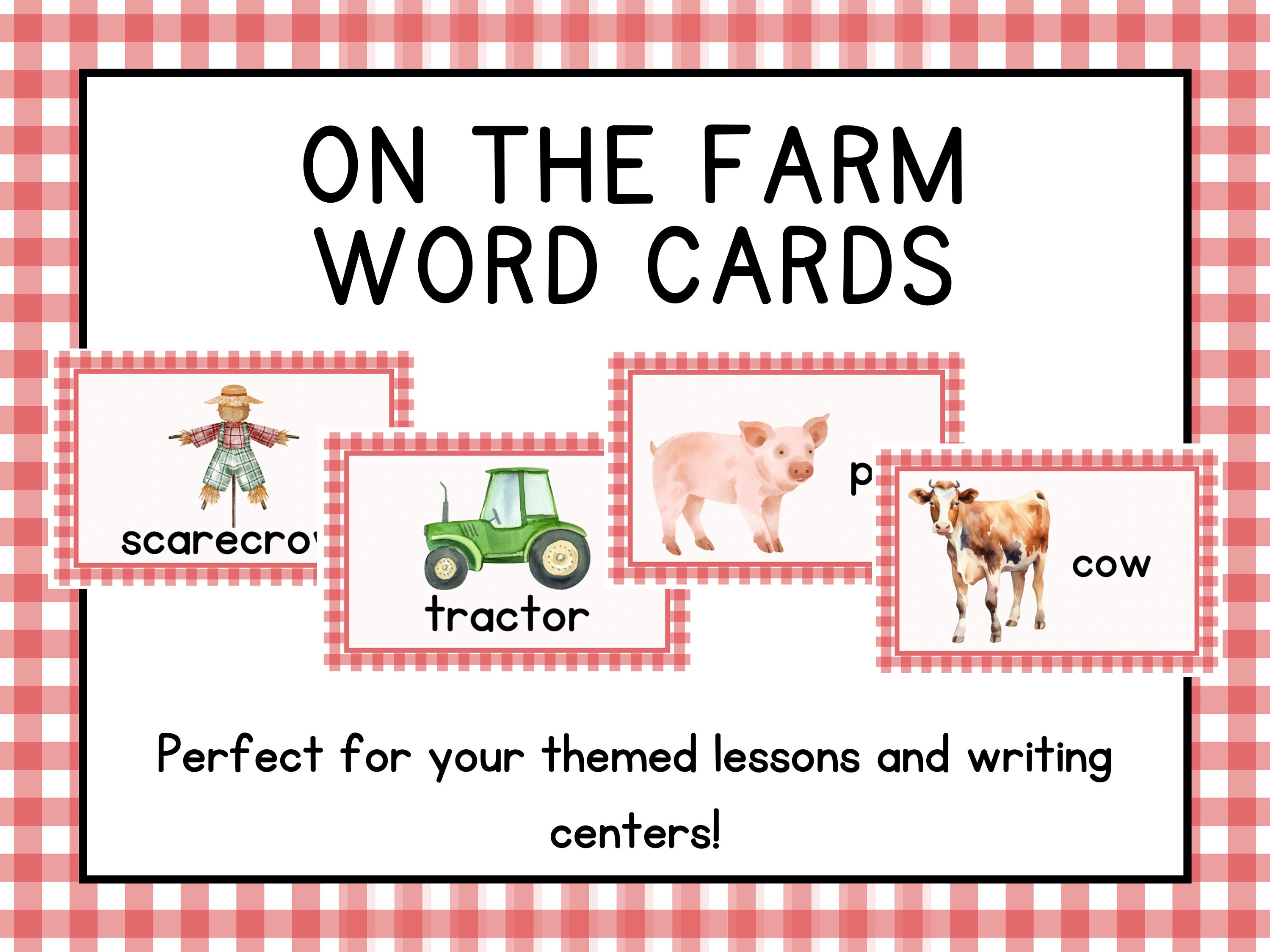On the Farm Word Cards, Writing Center, Play Center, Writing Workshop ...