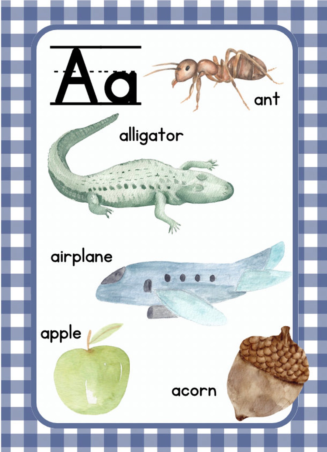 Watercolor Alphabet Flashcards, Toddler Learning Resource, Preschool ...