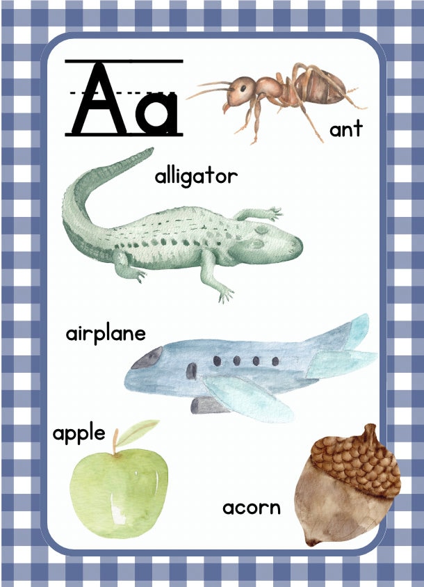 Watercolor Alphabet Flashcards, Toddler Learning Resource, Preschool ...