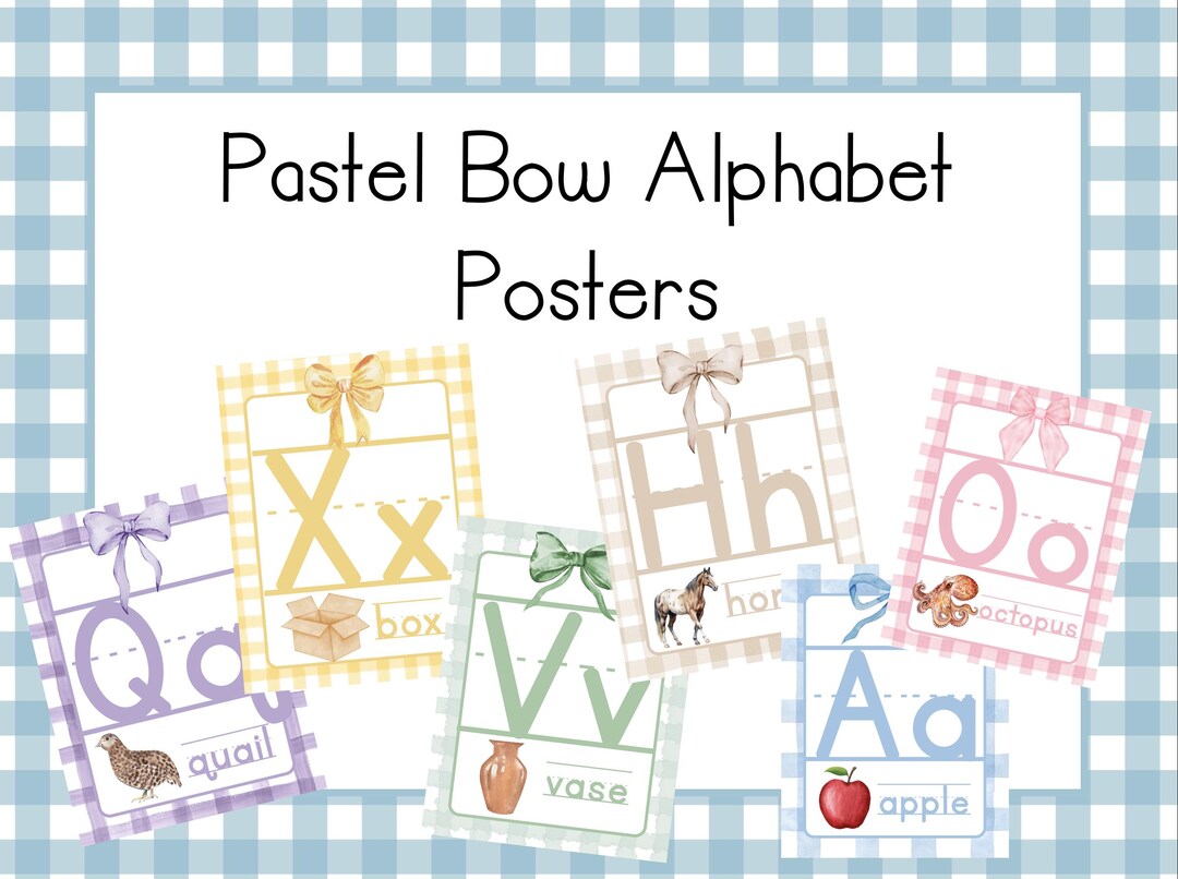 Pastel Bow Alphabet Posters - Etsy