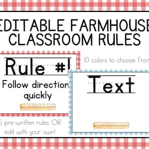 EDITABLE Farmhouse Classroom Rules, Back to School, Classroom Rules ...