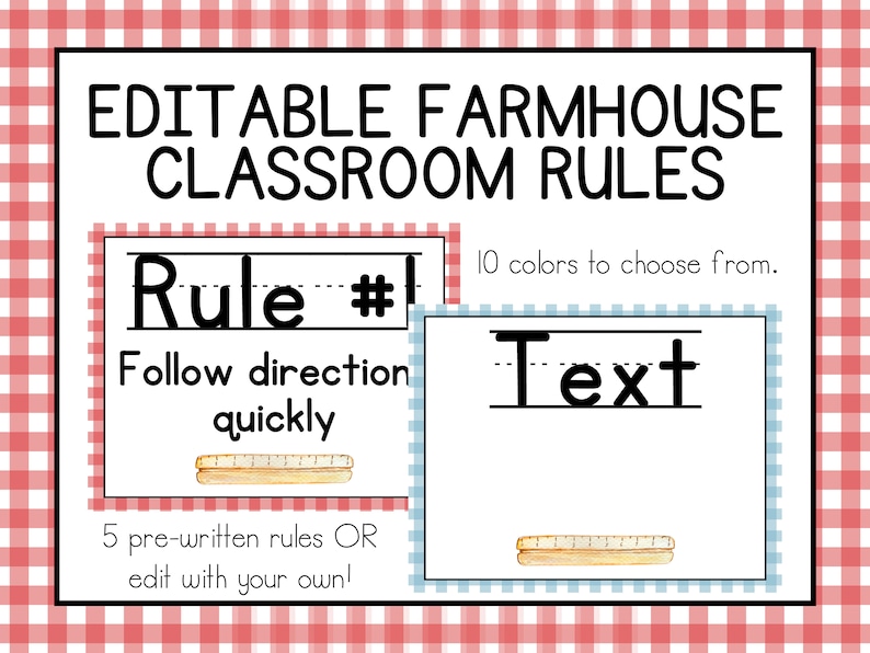 EDITABLE Farmhouse Classroom Rules, Back to School, Classroom Rules ...