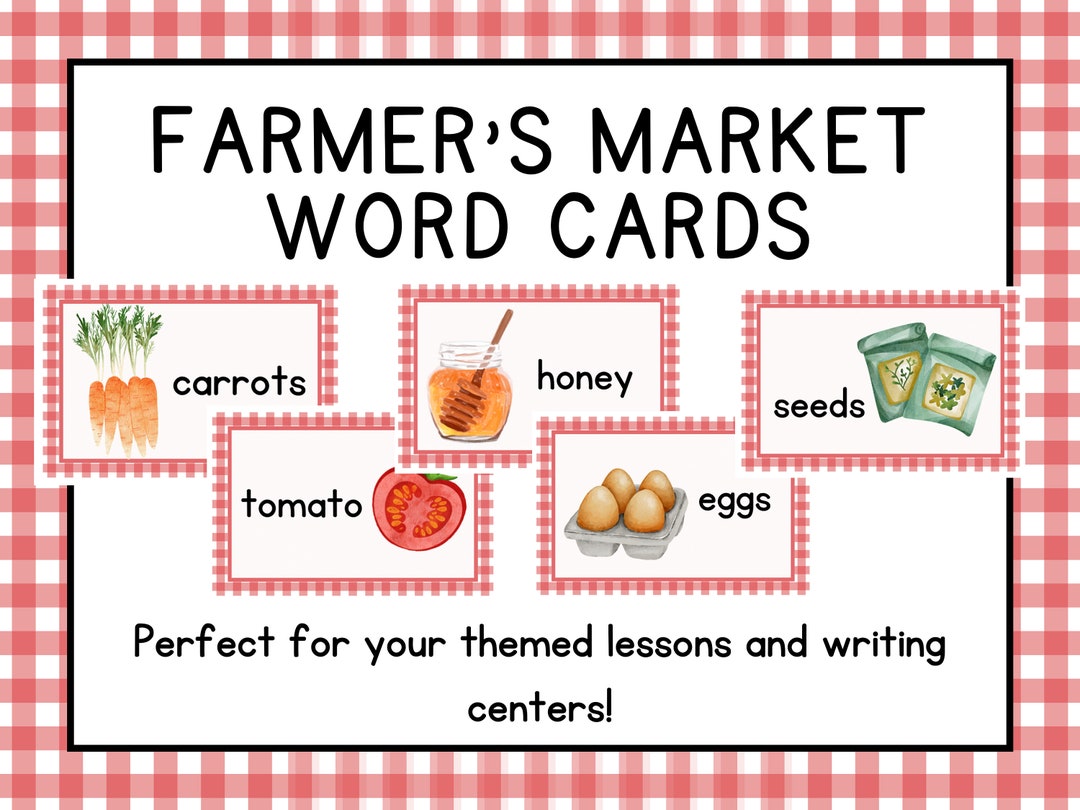 Farmer's Market Word Cards, Writing Center, Farmer's Market Theme ...