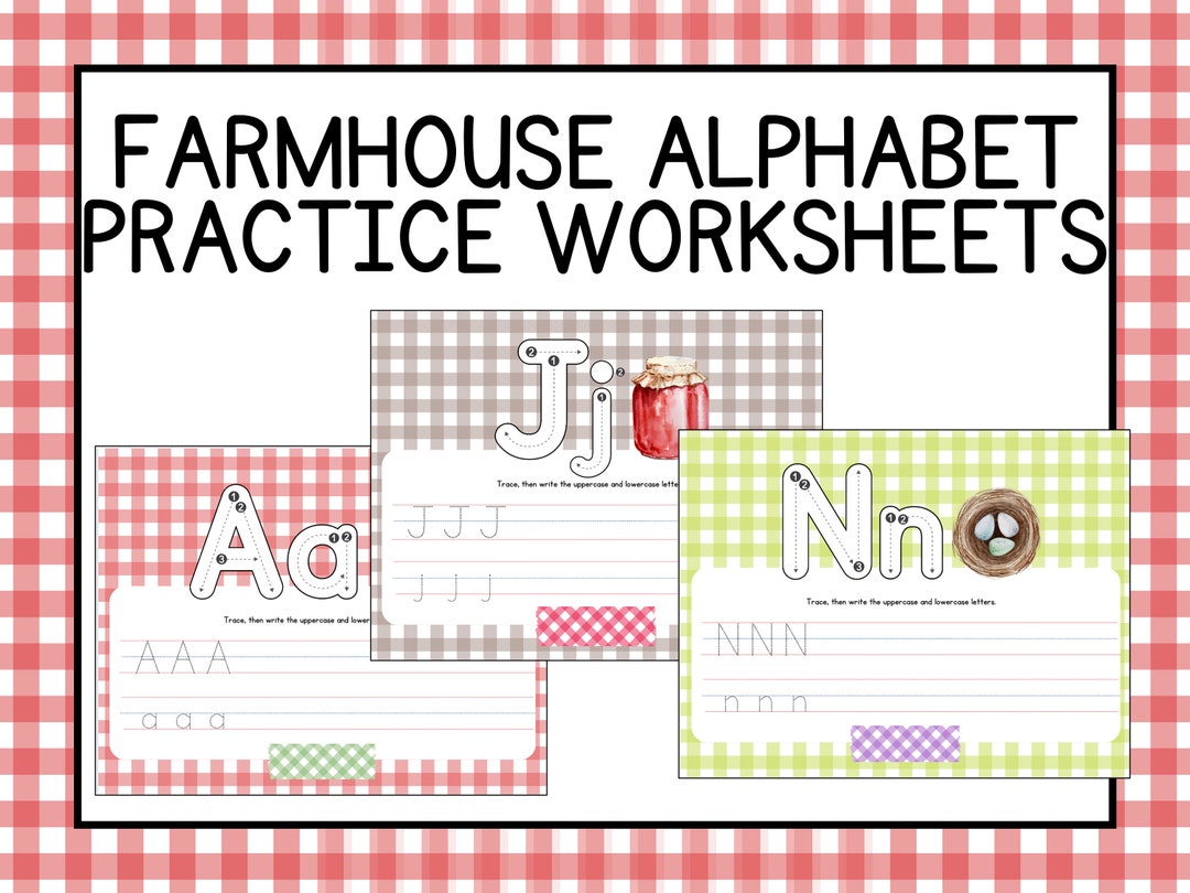 Farmhouse Alphabet Practice Worksheets, Back to School, Letter ...