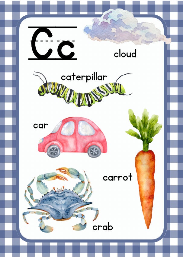 Watercolor Alphabet Flashcards, Toddler Learning Resource, Preschool ...