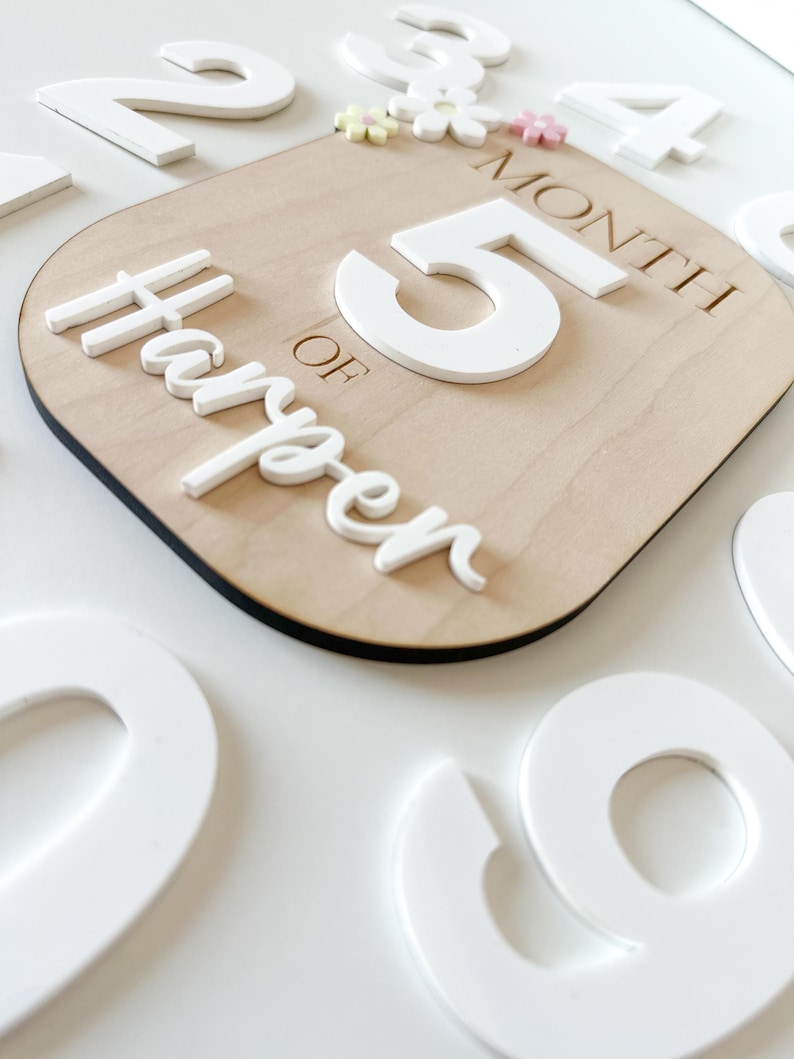 Baby Milestone Flower Cards Interchangeable Numbers, SVG Laser Cut ...