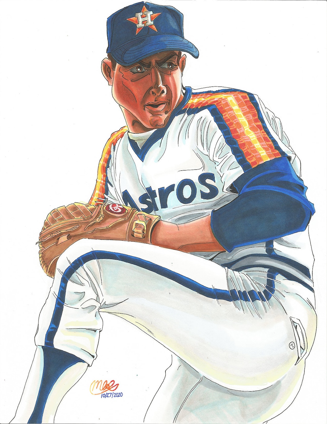 Nolan Ryan - Houston Astros Original Print (8.5x11) - Etsy