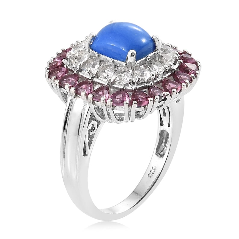 Gorgeous Ceruleite, Garnet, White Topaz Ring (size 8) 6 Carats! - Etsy