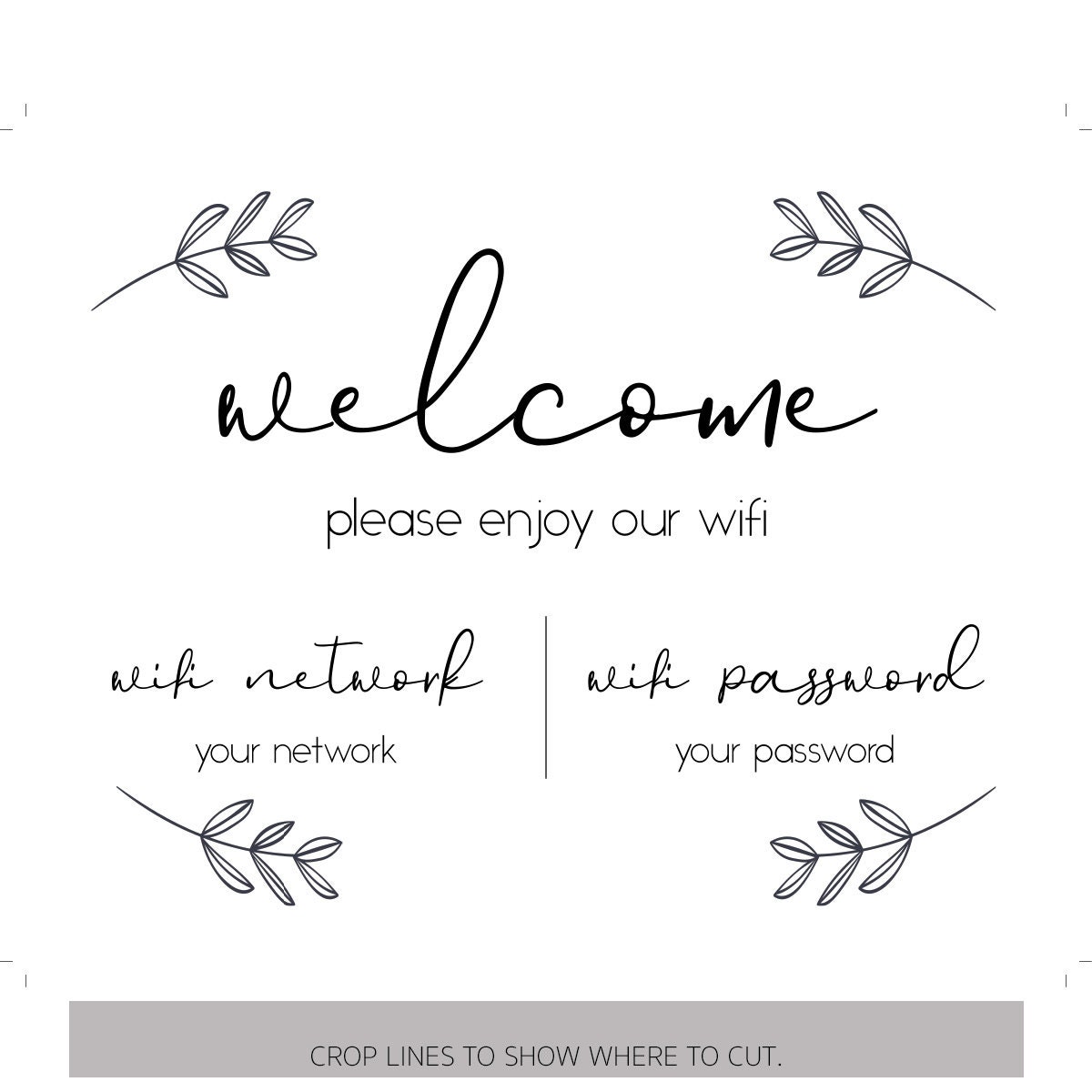 Editable Wifi Sign Printable, Wifi Business Signage. Welcome Wifi ...