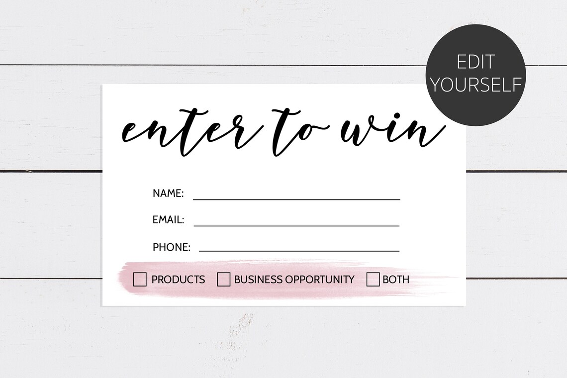 Raffle Ticket Template, Enter to Win Template, Business Template, DIY ...