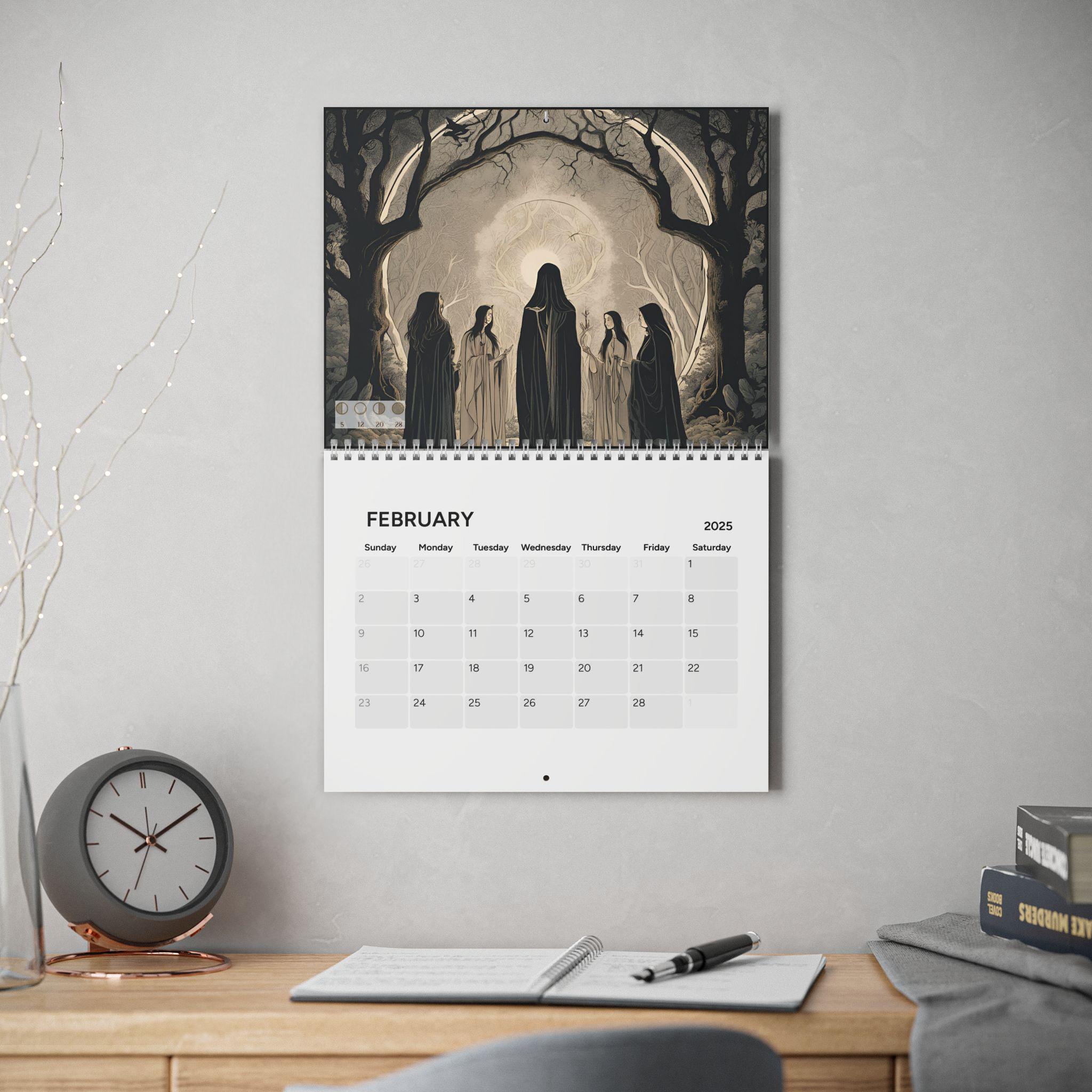 Witchy Art Wall Calendar 2025, Magician Calendar, Mystic Decor, Planner ...