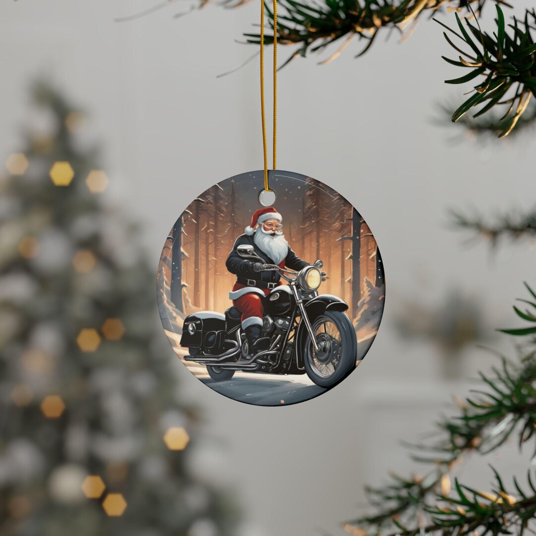 Santa Biker Ceramic Ornament: Unique Christmas Tree Decoration - Etsy