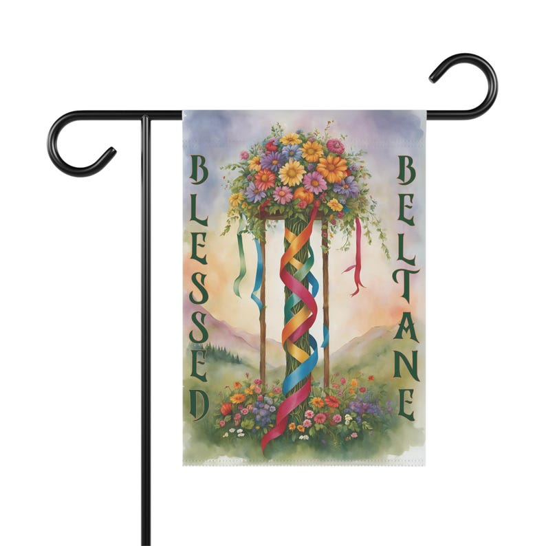 Beltane Blessings Garden Banner, Spring Decor, Flower Flag, Outdoor ...