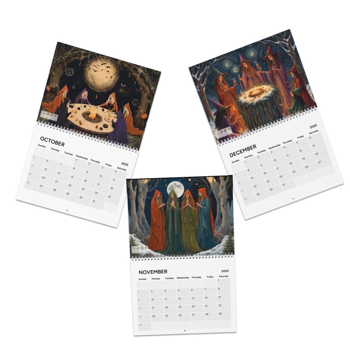 Witchy Art Wall Calendar 2025, Magician Calendar, Mystic Decor, Planner ...