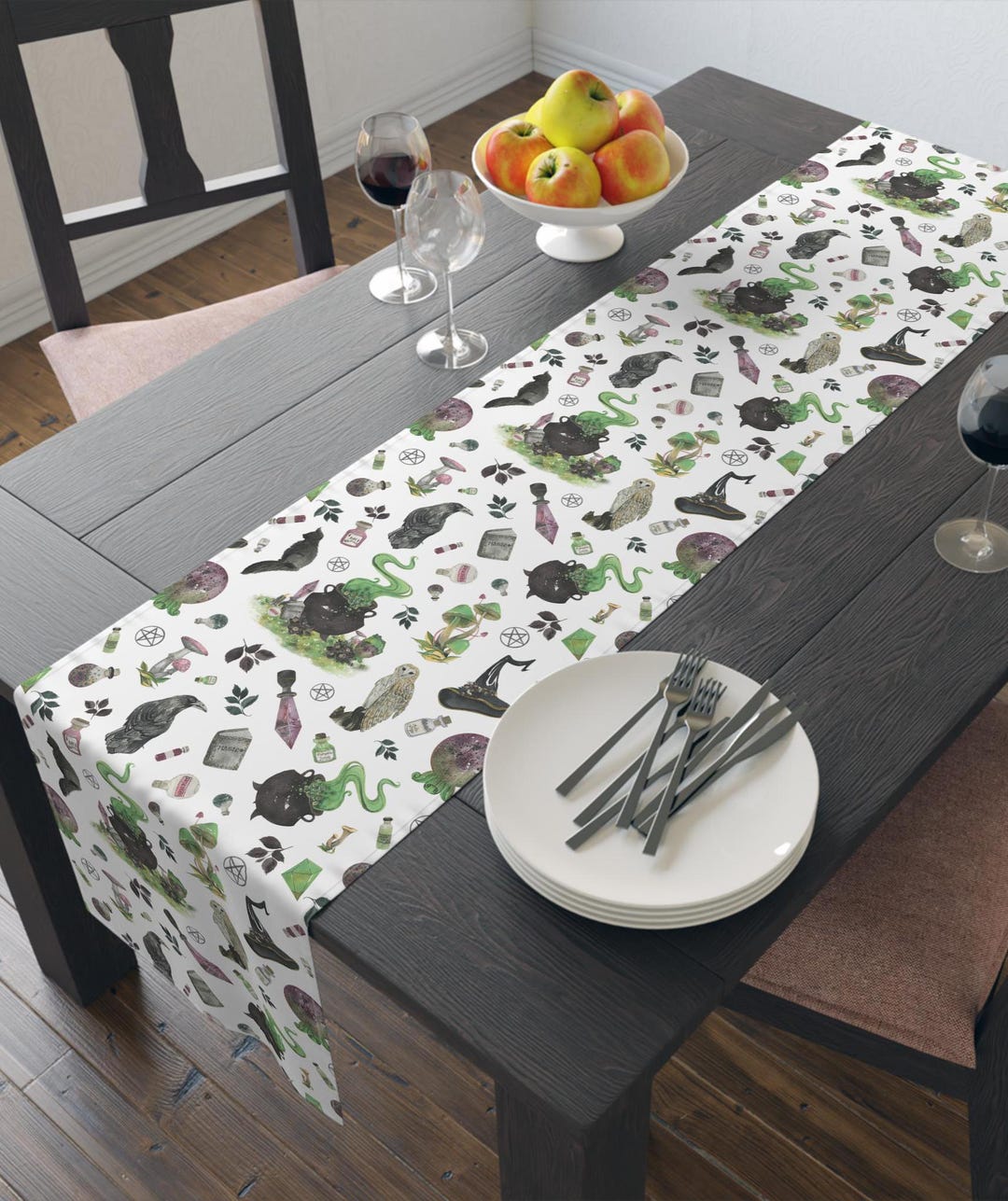 Witchy Halloween Table Runner: Boho Kitchen Decor - Etsy