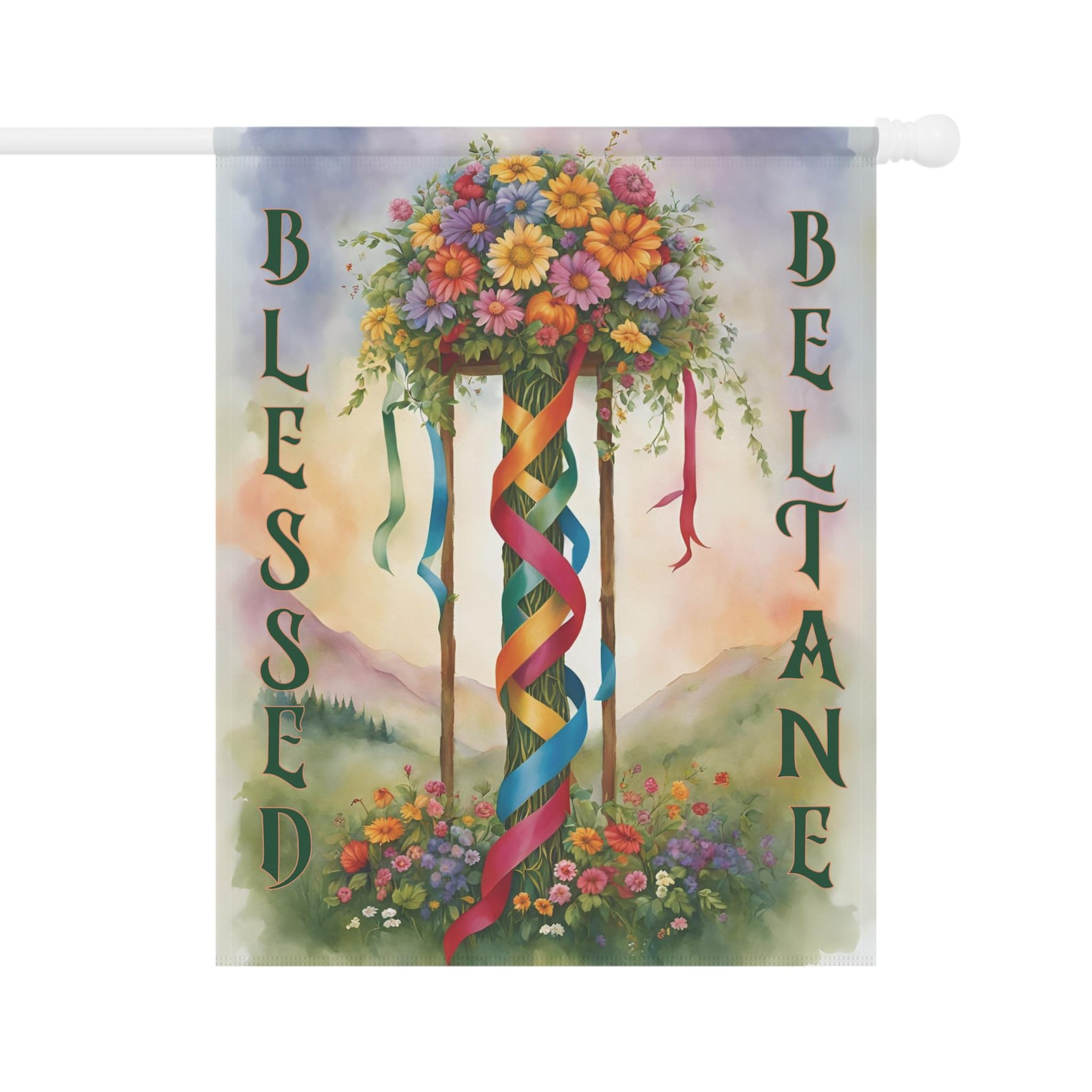 Beltane Blessings Garden Banner, Spring Decor, Flower Flag, Outdoor ...