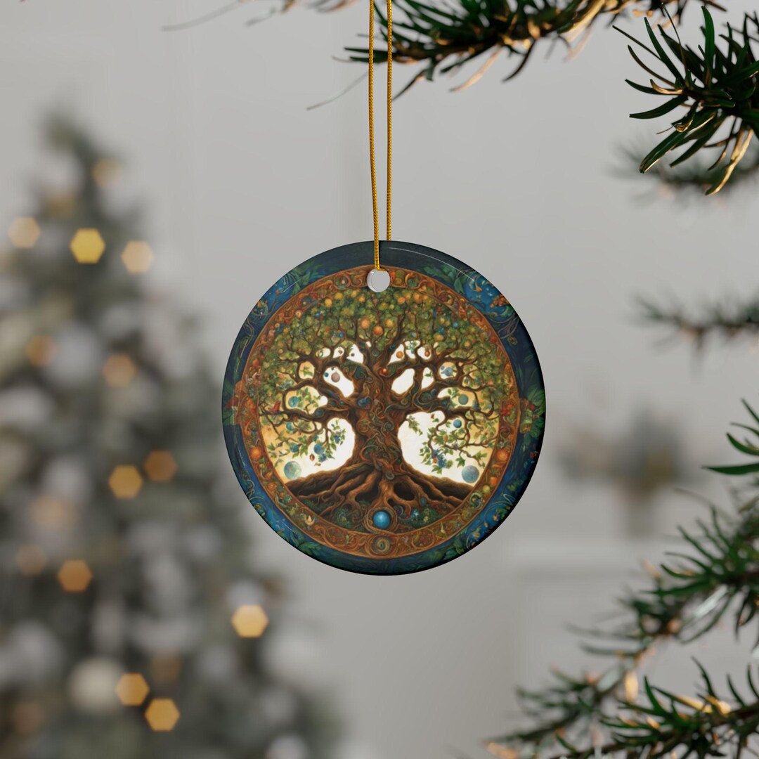 Tree of Life Pagan Wiccan Yule Holiday Decor, Ceramic Ornaments, 2-side ...