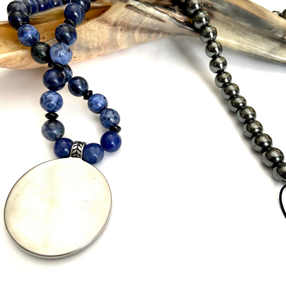 Médaillon en acier inoxydable pour hommes collier en pierre | Etsy France