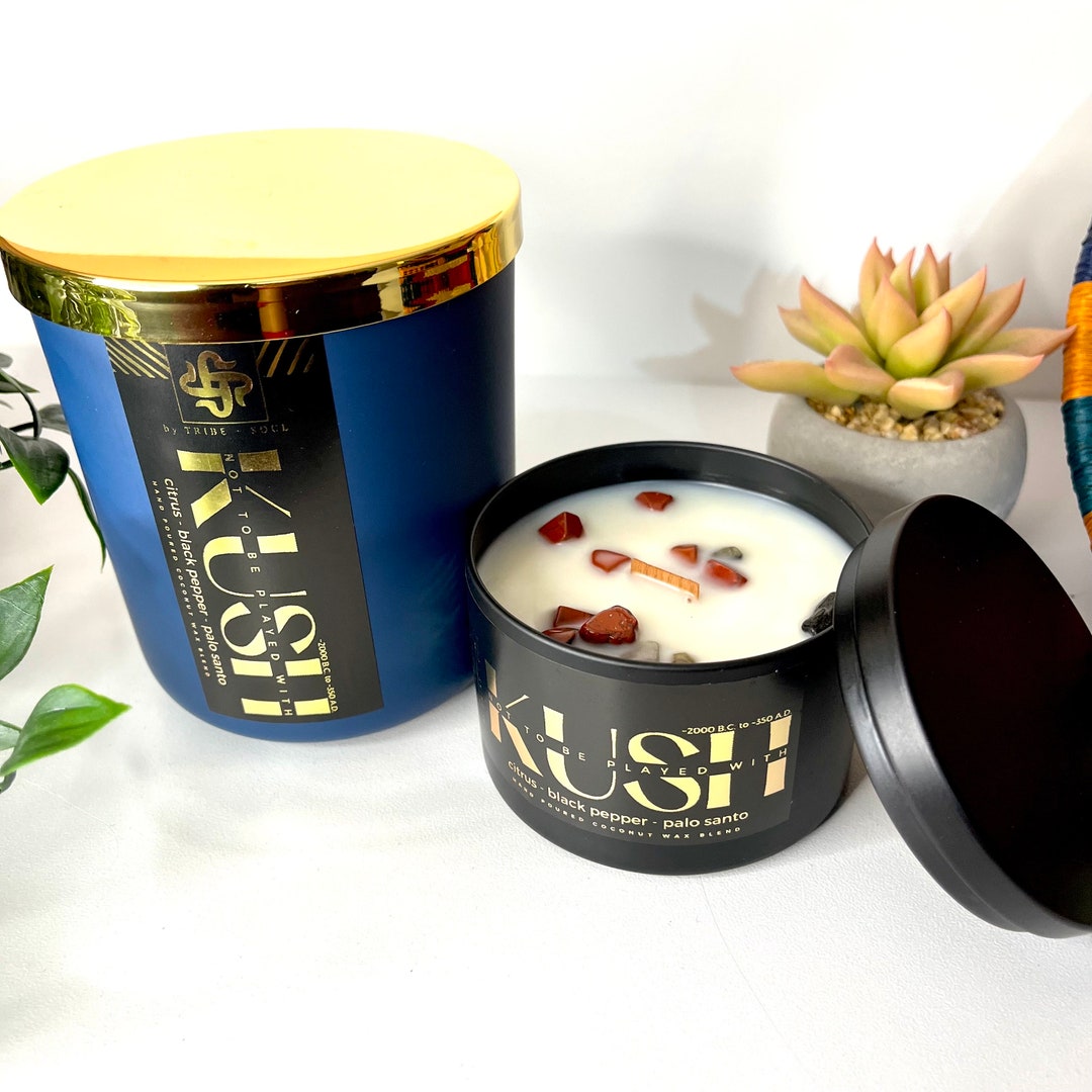 KUSH: Crystal Candle, Large Decorative Luxury Candle, Eucalyptus Candle ...