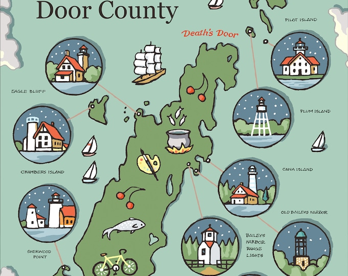 DOOR COUNTY LIGHTHOUSES. Lighthouses of Door County, Wisconsin - Etsy