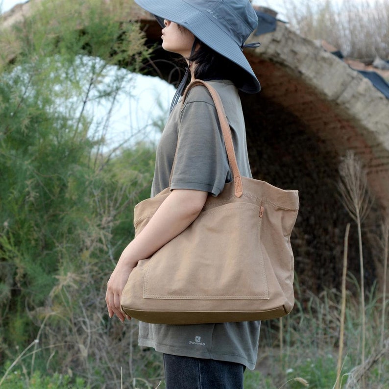 Handmade Canvas Tote Bag Canvas Shoulder Bag Casual Satchel - Etsy