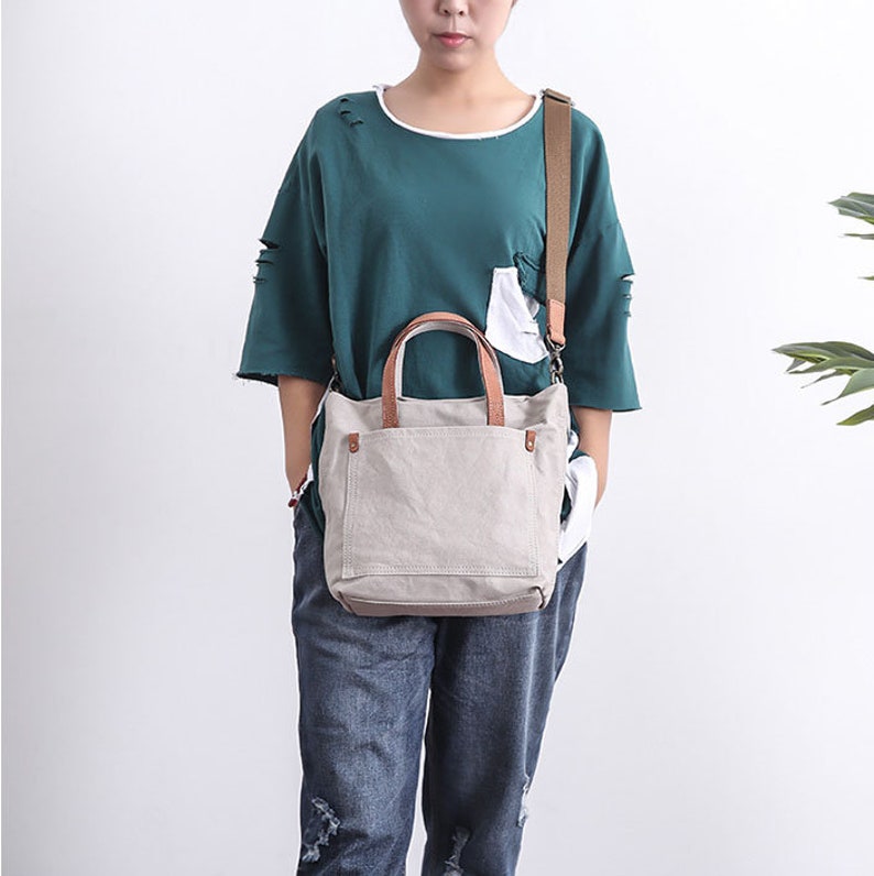 Handmade Canvas Sling Bag Canvas Shoulder Bag Casual Satchel | Etsy