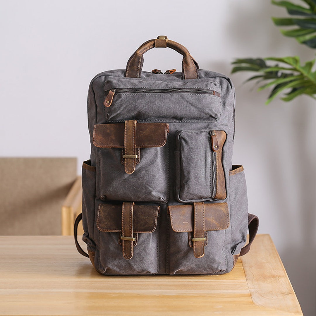 Large Canvas Backpack, Camping Backpack, School Backpack, Traveling ...