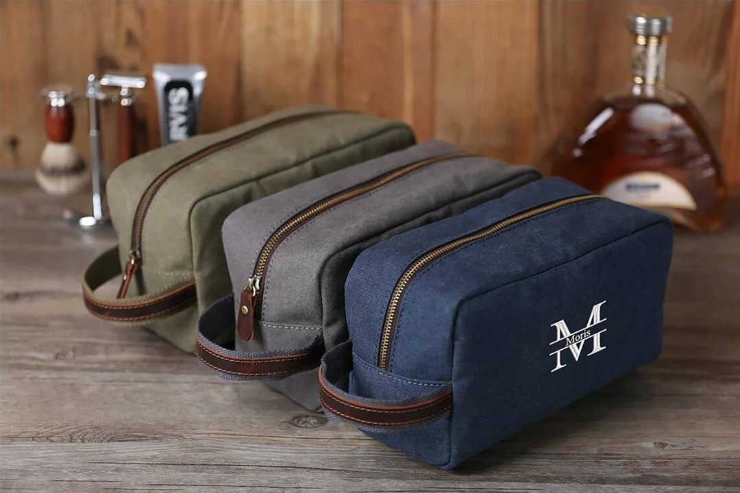 Personalized Toiletry Bag Monogrammed Groomsmen Gift Canvas Dopp Kit ...