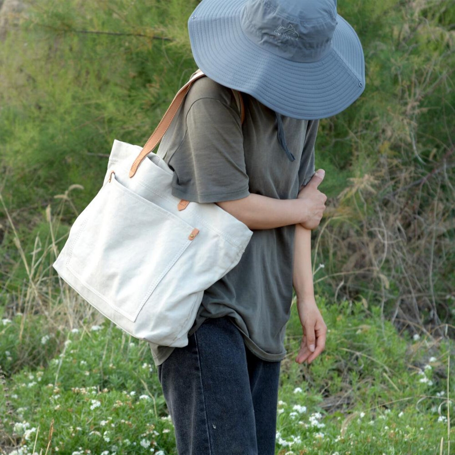 Handmade Canvas Tote Bag, Canvas Shoulder Bag, Casual Satchel Bag ...