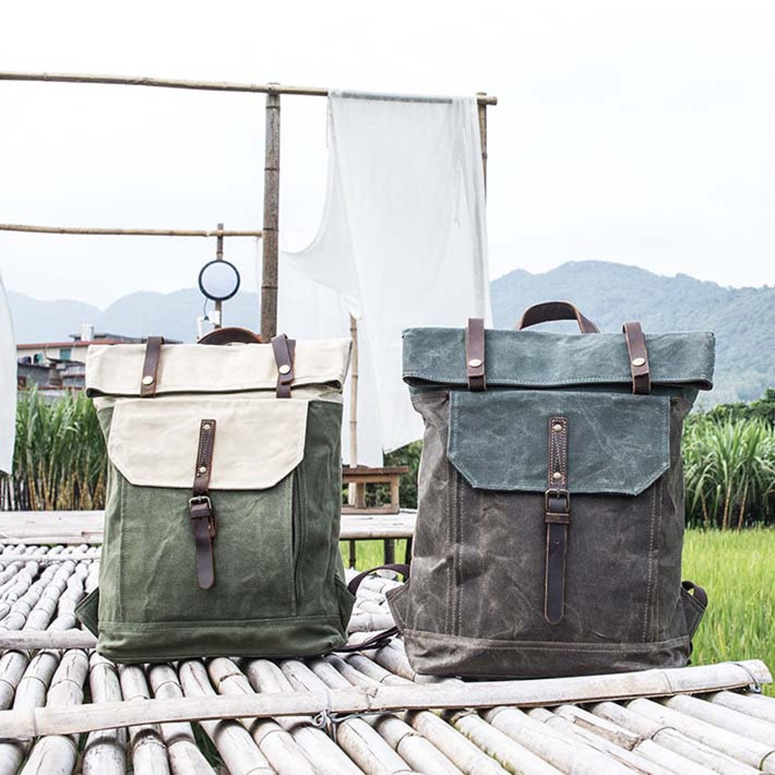 Waxed Canvas Travel Backpack School Backpack 15.6'' - Etsy