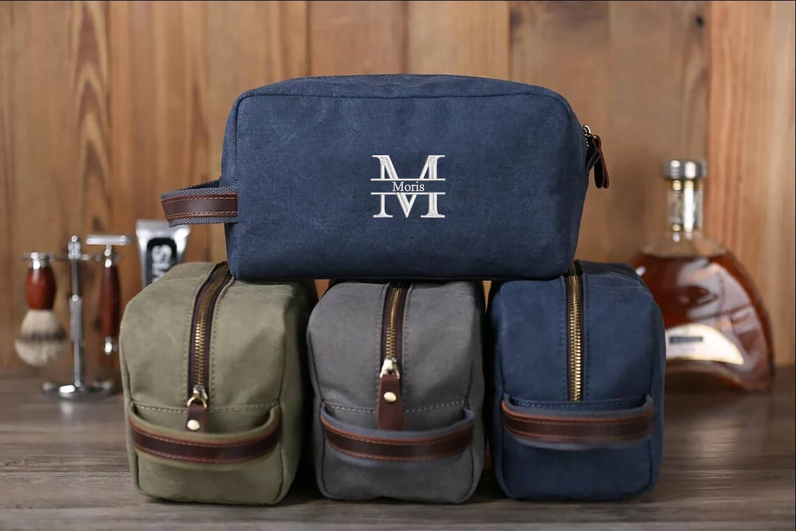 Personalized Toiletry Bag Monogrammed Groomsmen Gift Canvas Dopp Kit ...