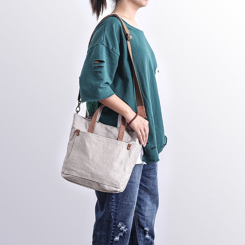 Handmade Canvas Shoulder Bag, Casual Satchel Bag, Canvas Messenger Bag ...