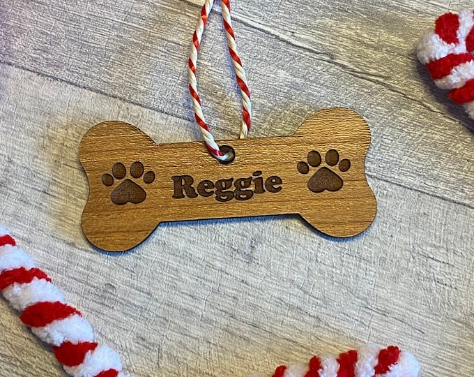 Dog Bone Wooden Personalised Christmas Tree Decoration - Personalised ...