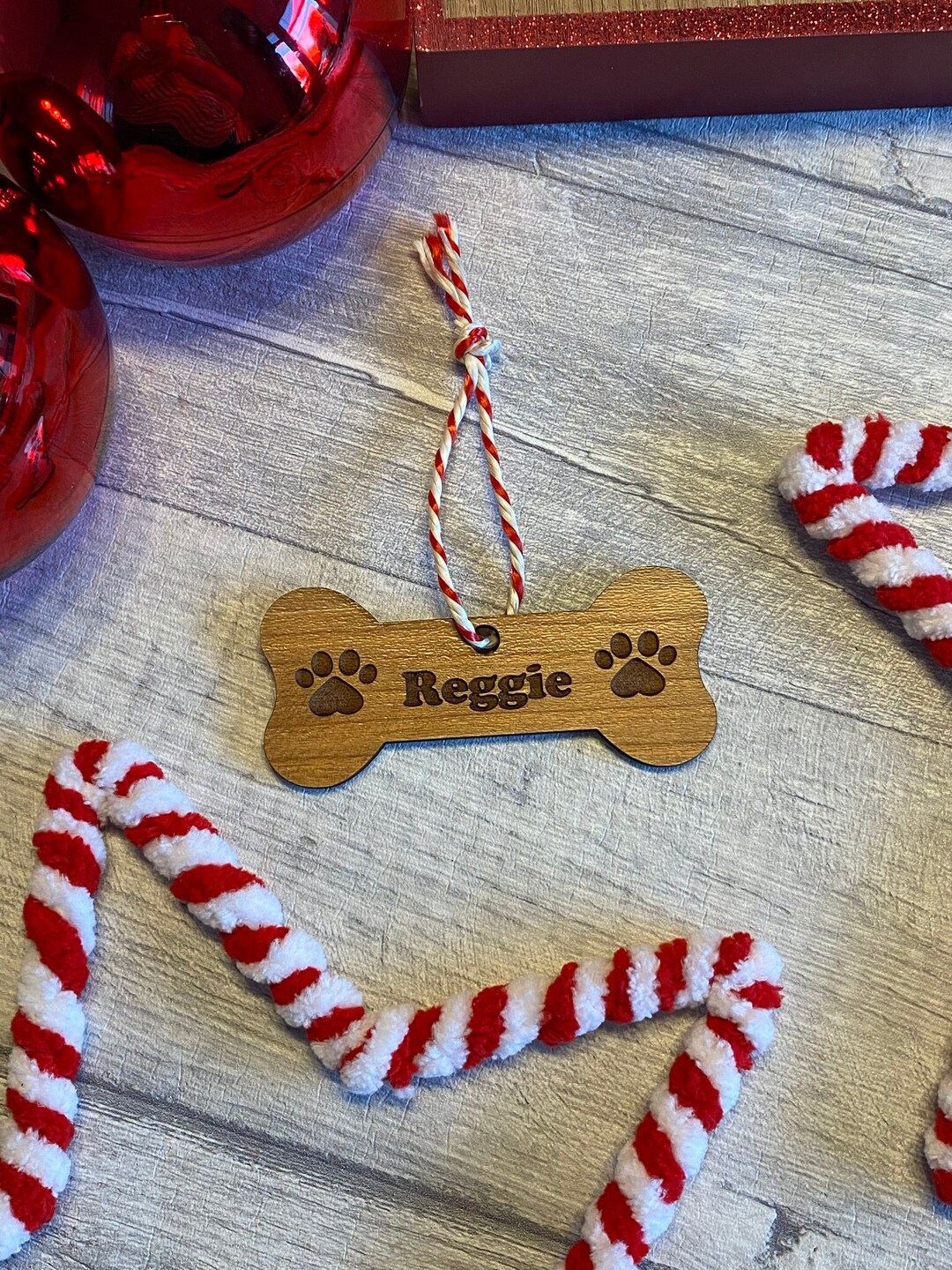 Dog Bone Wooden Personalised Christmas Tree Decoration - Personalised ...