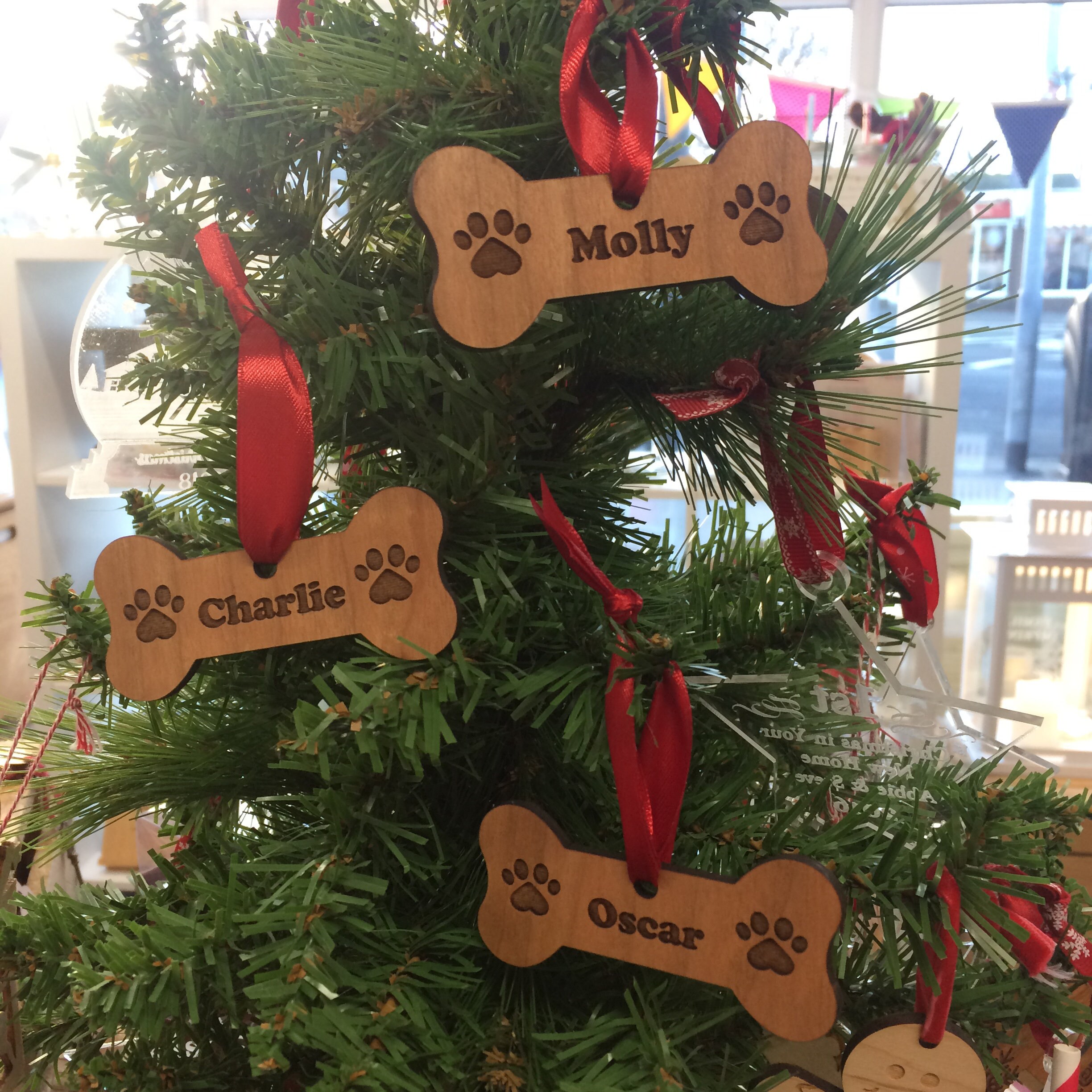 Dog Bone Wooden Personalised Christmas Tree Decoration - Personalised ...