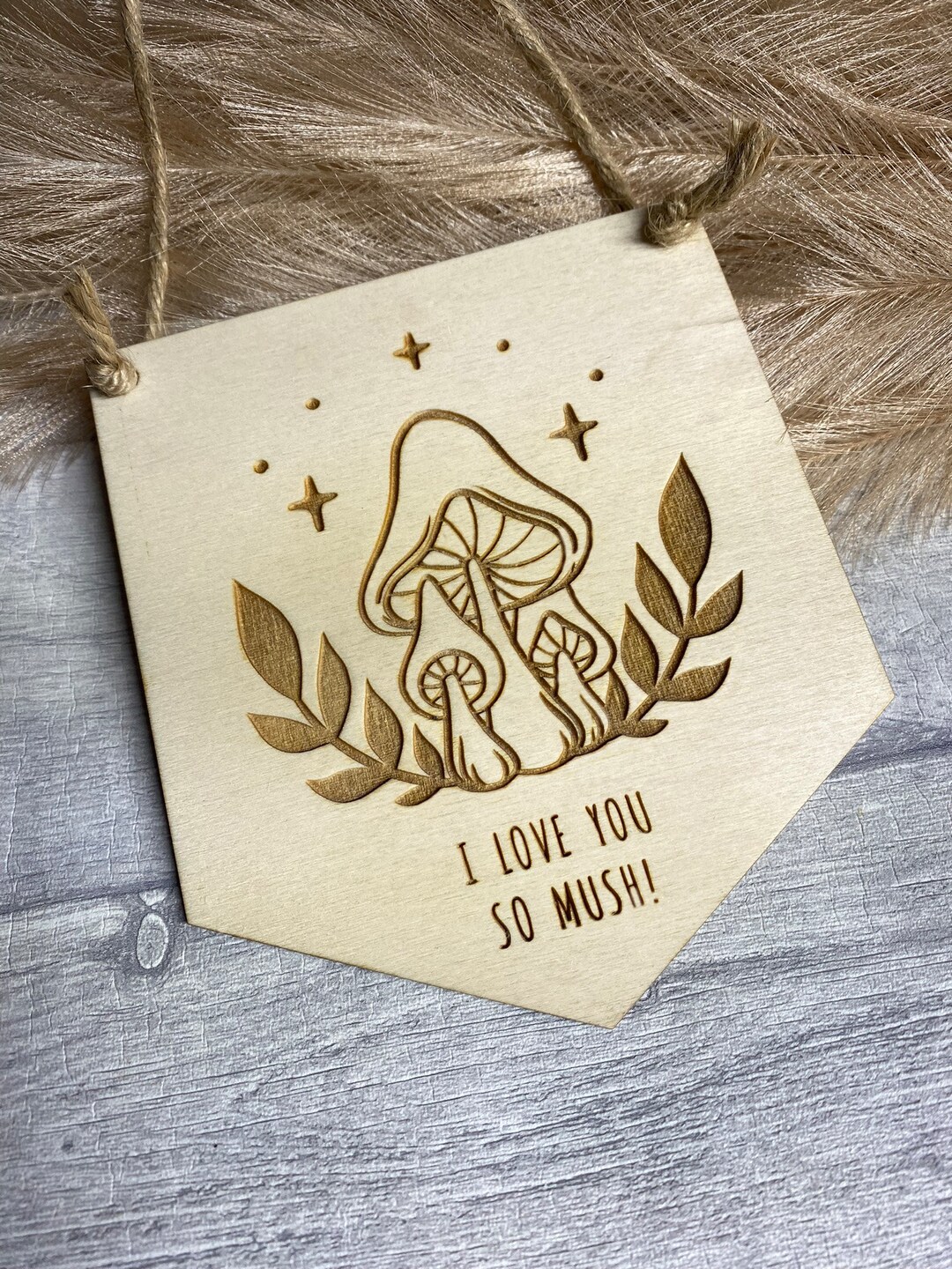 Mushroom Wall Sign Wooden Toadstool Flag Hanging Bedroom Decoration ...