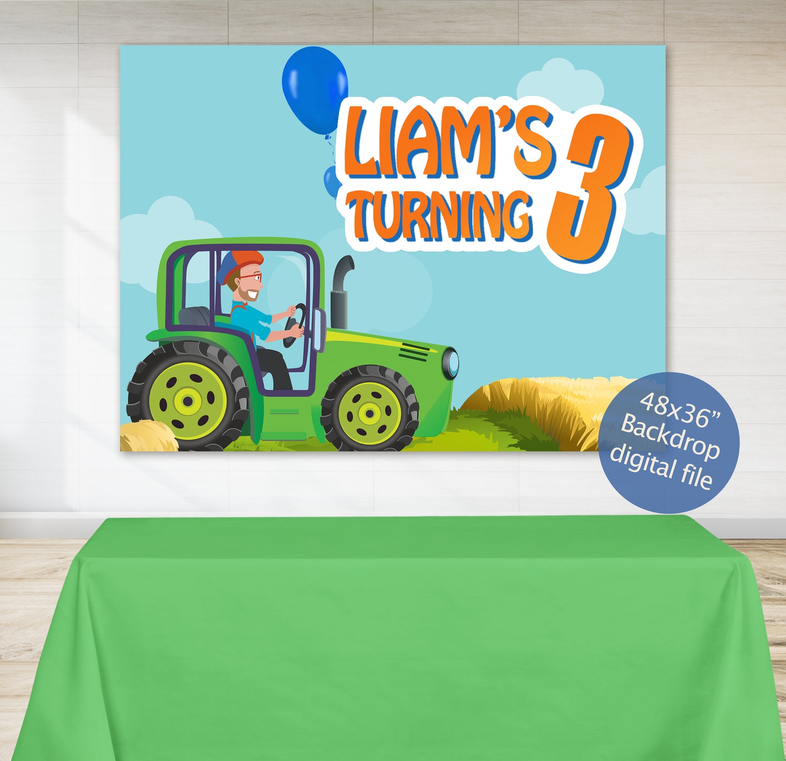 Blippi birthday backdrop Birthday Banner Blippi farm | Etsy