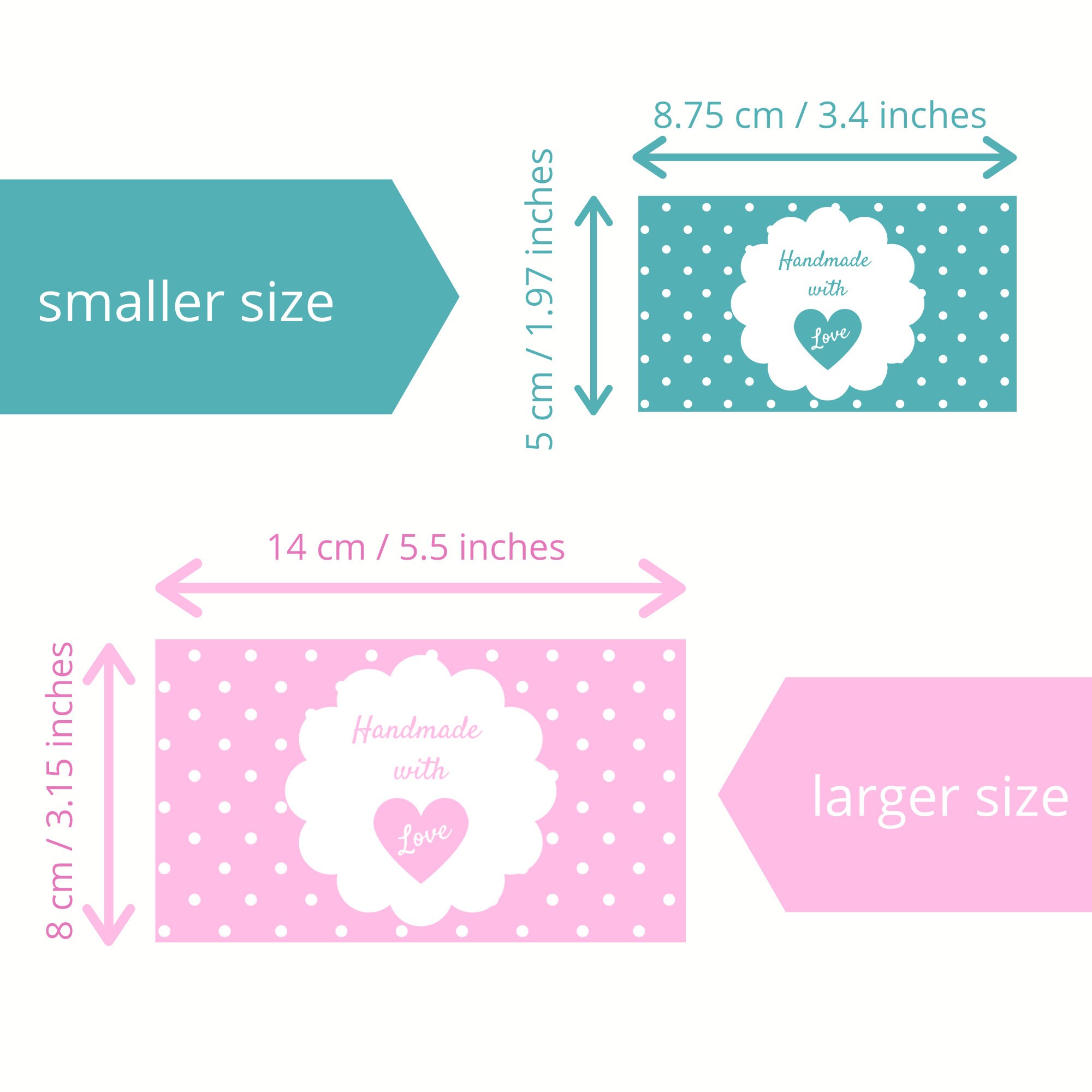 Printable Polkadot Pastel Handmade With Love Labels, 2 Sizes, 4 Colors ...