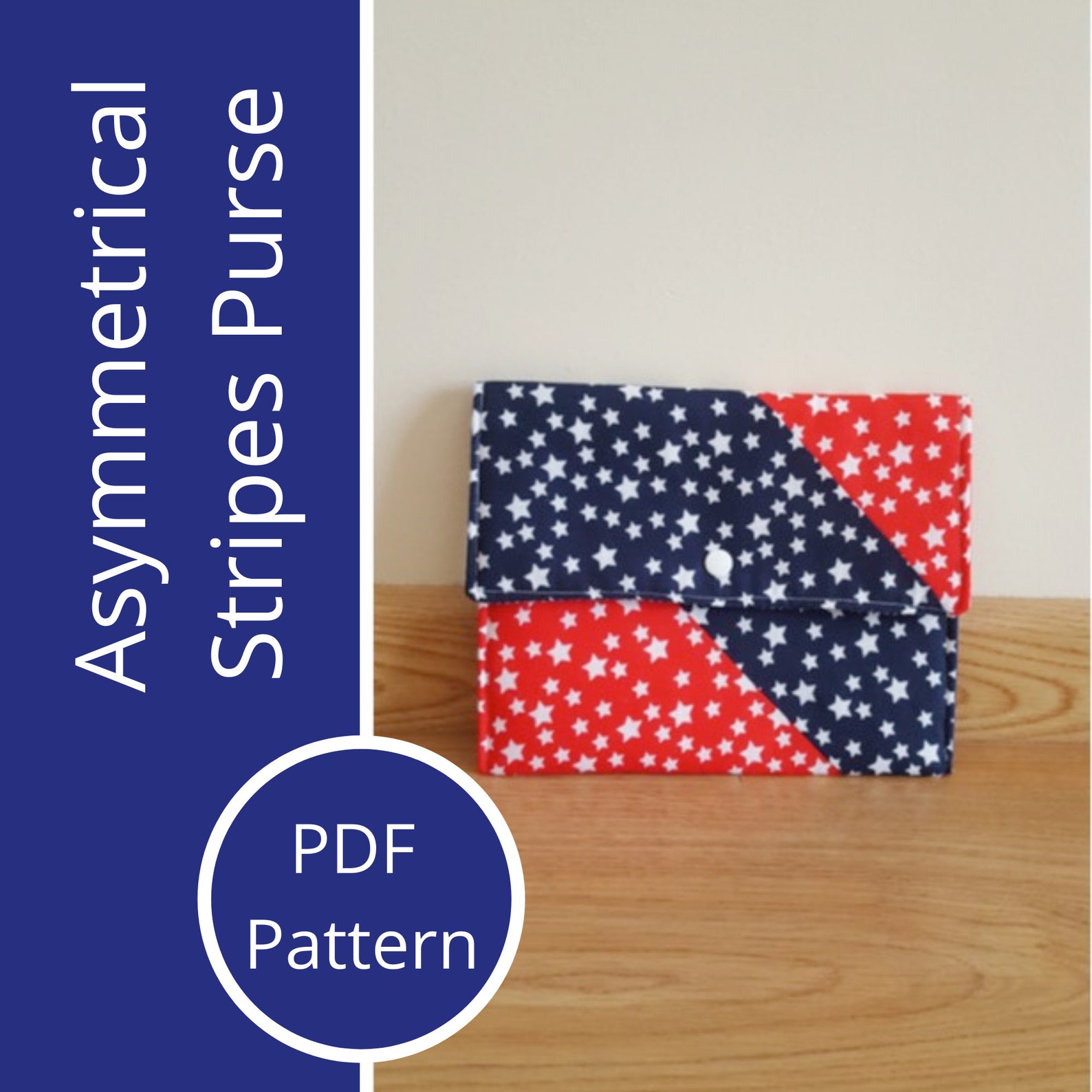 Asymmetrical Stripes Purse Sewing Pattern: DIY Snap Closure Pouch (PDF ...