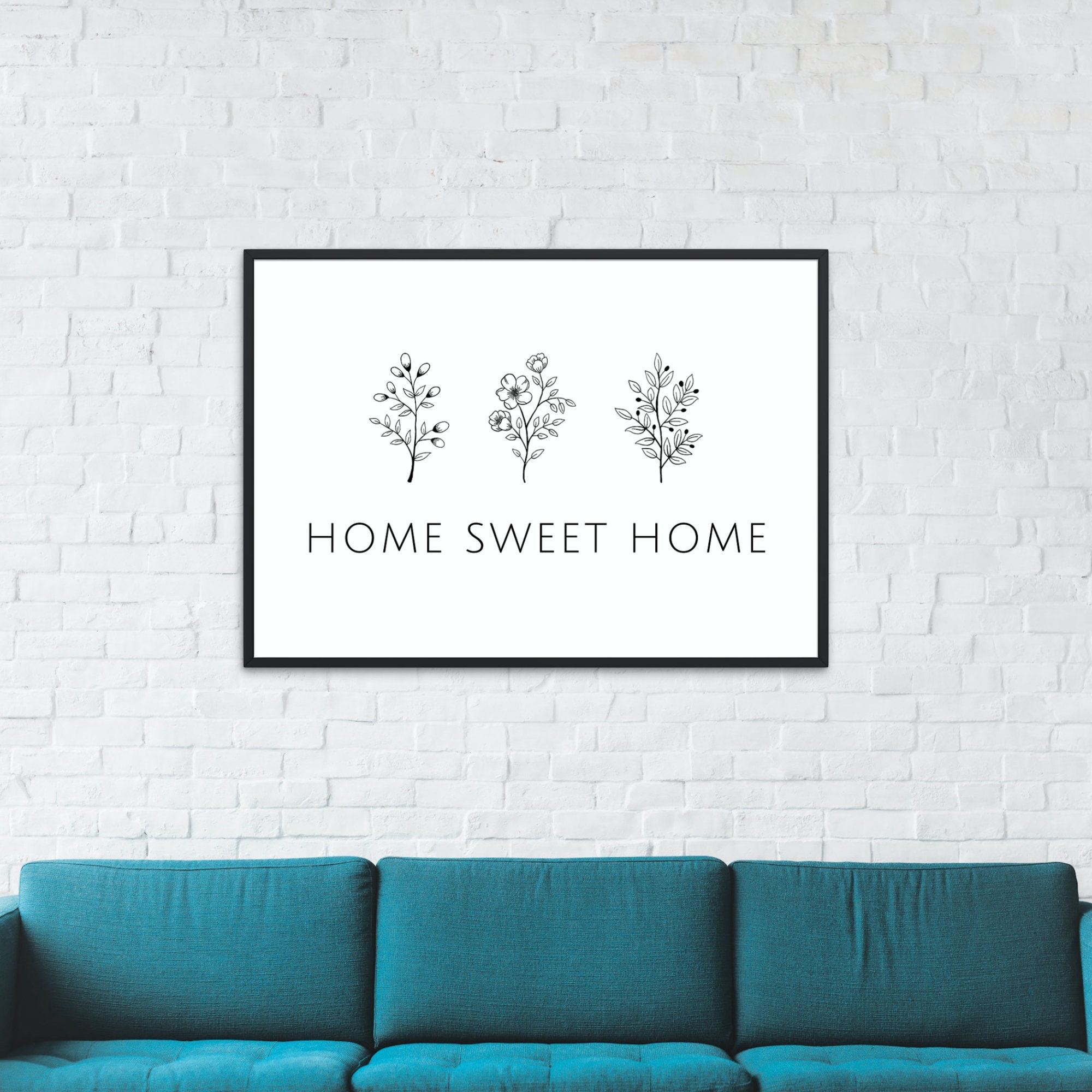 Home Sweet Home Minimalist Sign Printable Quote Floral Home - Etsy