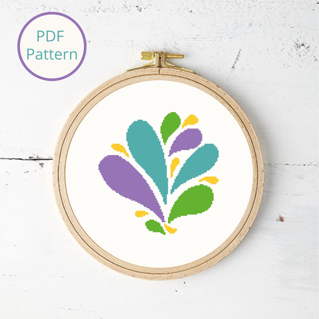 Splash of Color Cross Stitch Pattern, Rainbow Wall Art, Abstract Modern ...