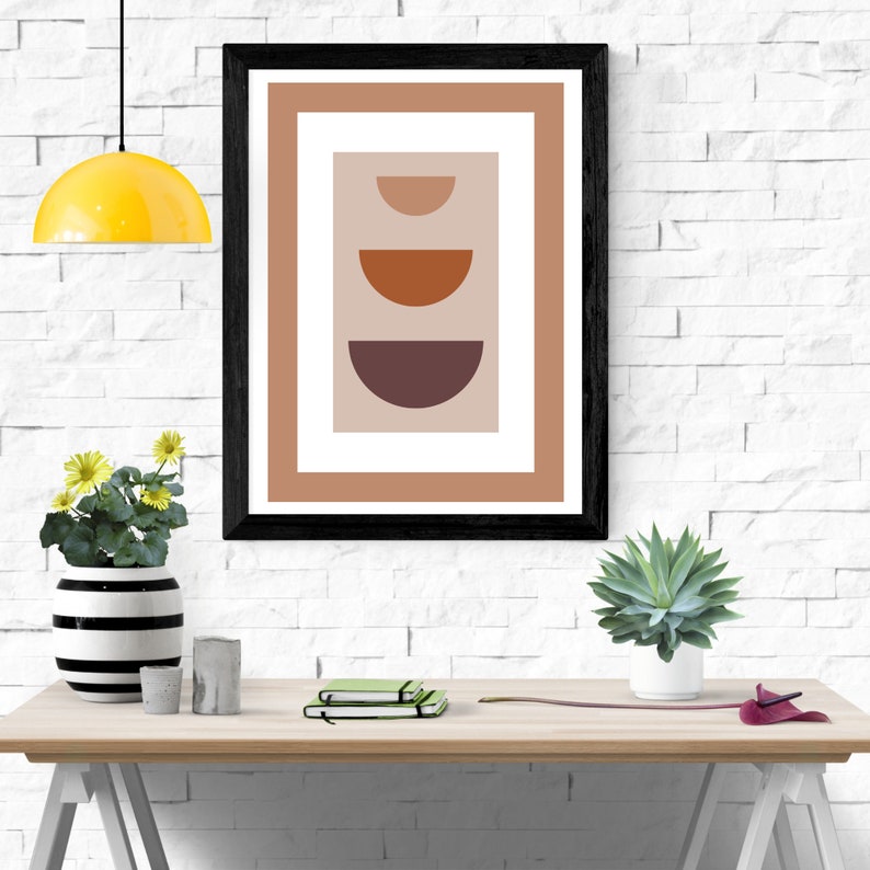 3-piece Abstract Geometric Printable Wall Art in Earth Tones, Abstract Decor, Geometric Wall Art ...